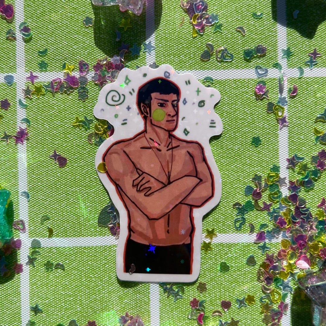 Shirtless Spock Holographic Sticker SNW - Etsy