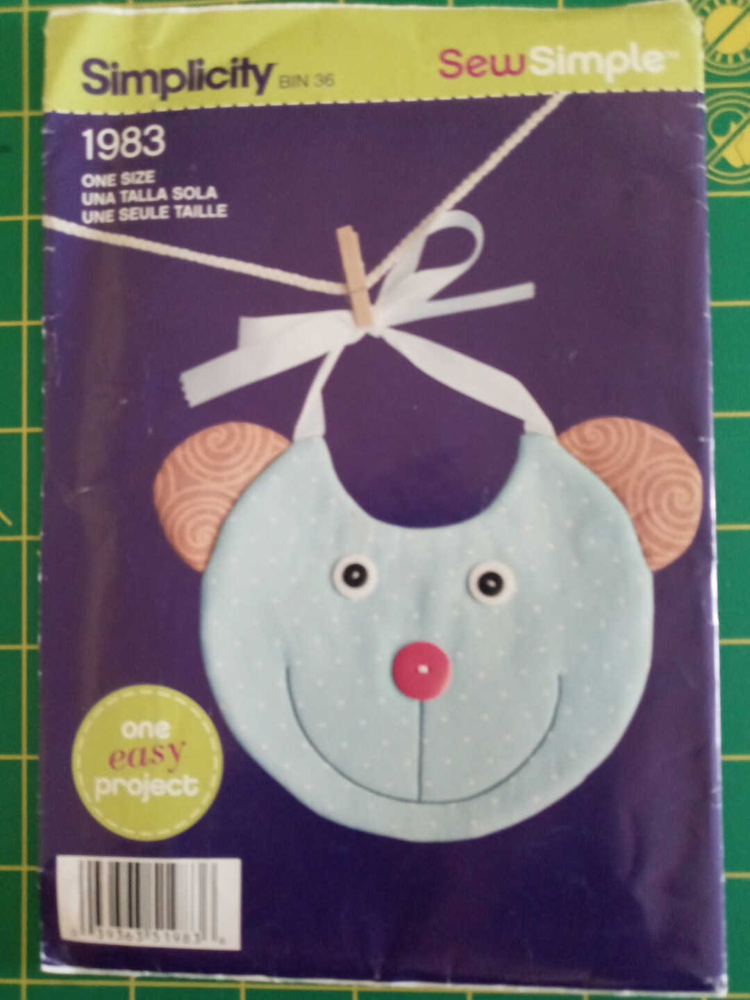 Baby Bear Bib Sewing Pattern Simplicity 1983 Sew Simple Easy Project ...