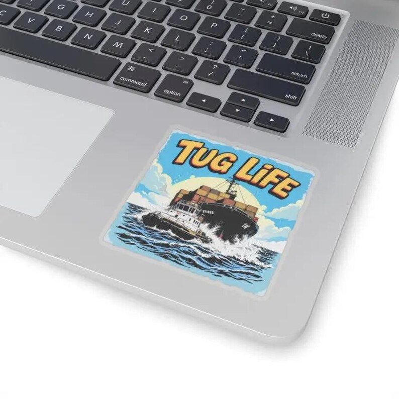 Tug Life Sticker Featuring Tugboat Assisting Container Ship - Etsy