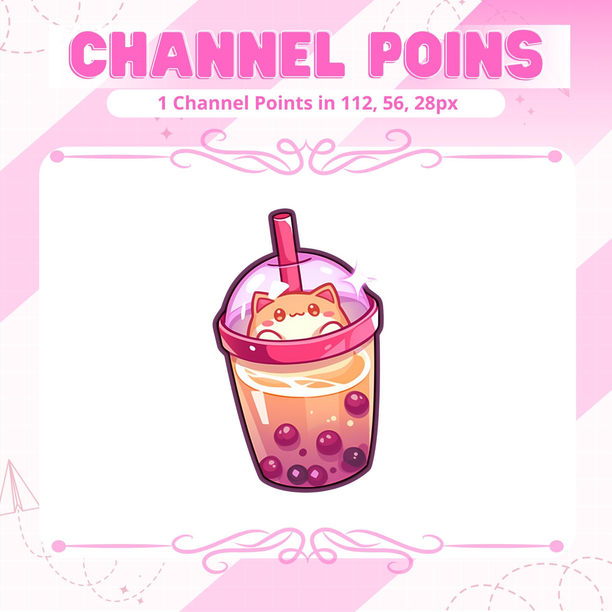 Boba Drink | Pink Twitch Channel Points Icons | Cute Skull Emotes for ...