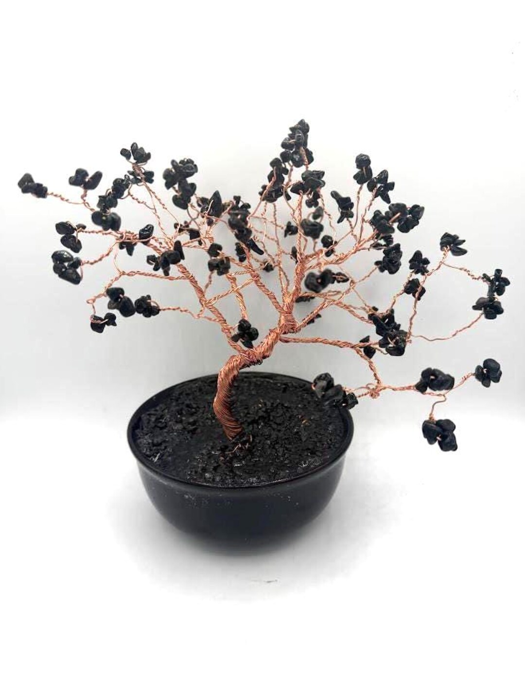 Copper Wire Bonsai Tree Sculpture: Handmade Art With Black Onyx Stone ...