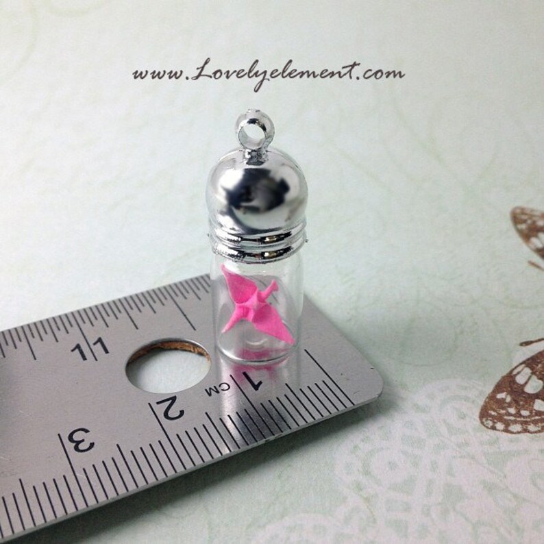 Origami Crane Necklace Or Keychain Bottle Necklace Glass Etsy