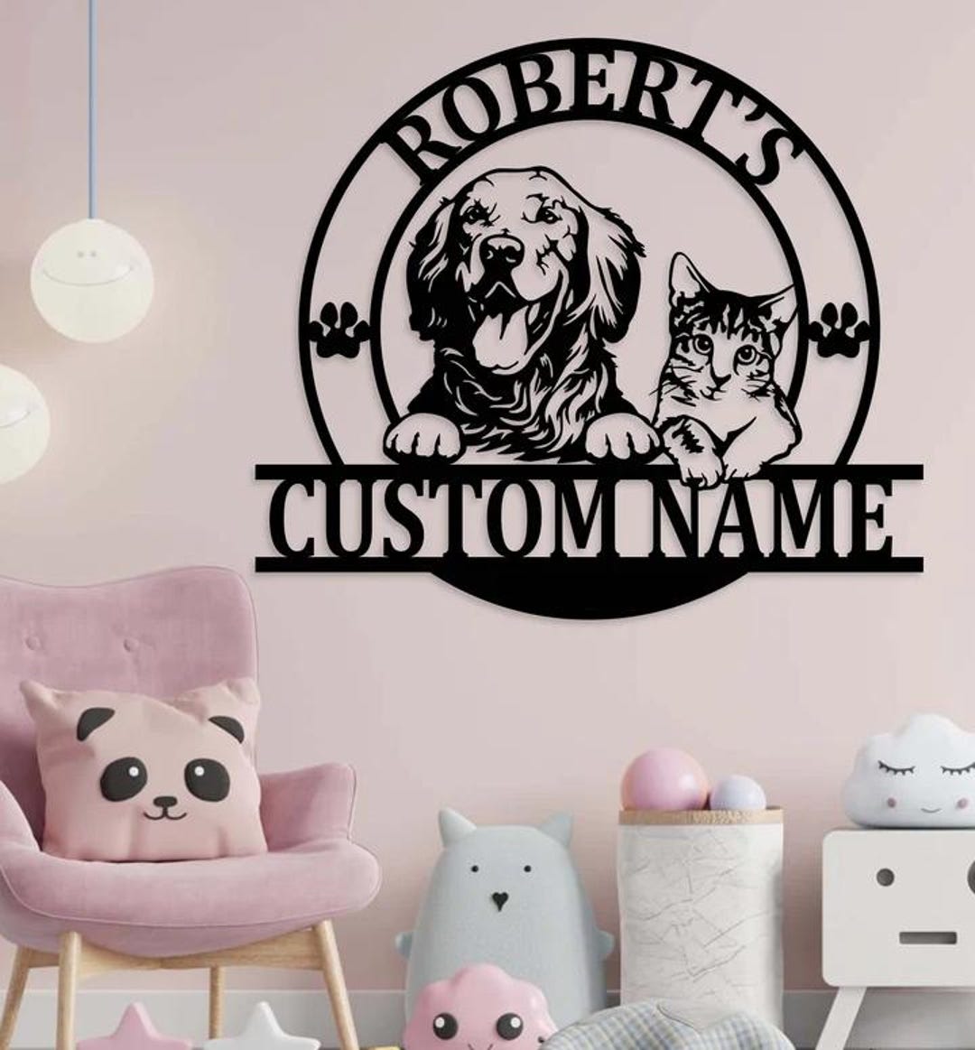 Personalized Pet Shop Sign Custom Logo Name Plaque Metal Wall Art Decor ...