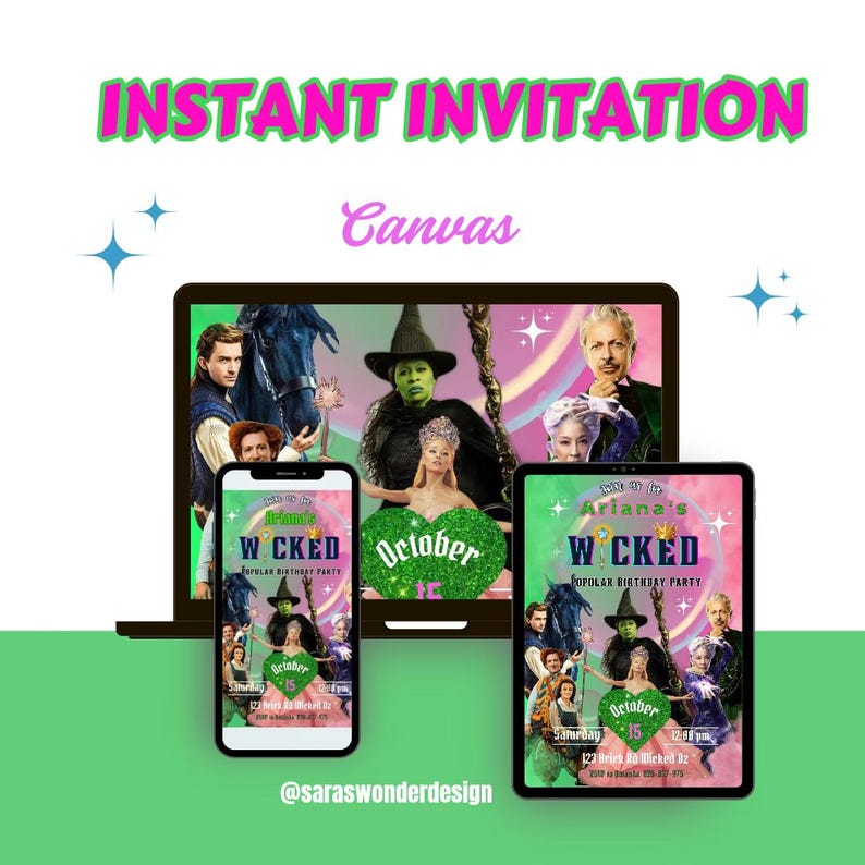 Editable Wicked Birthday Party Kids Theme Party Instant Wicked ...