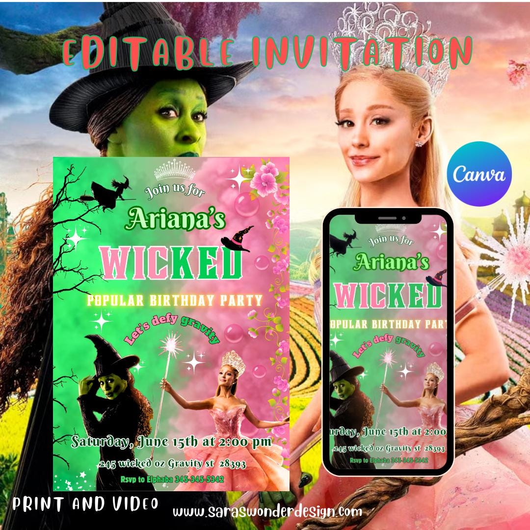Editable Wicked Invitation Kids Theme Party Instant Download Wicked ...