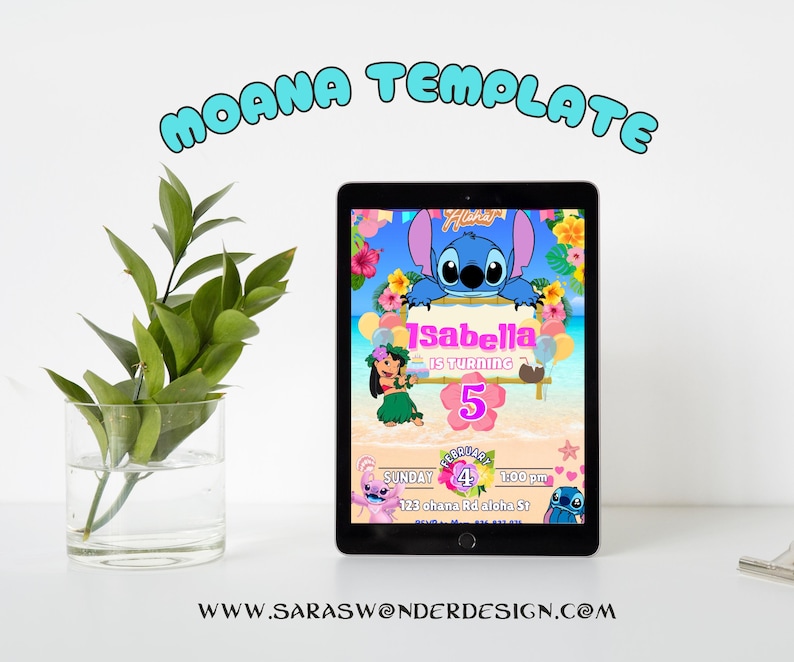 Editable Stitch Birthday Invitation ,pink Printable Stitch Party Invite ...