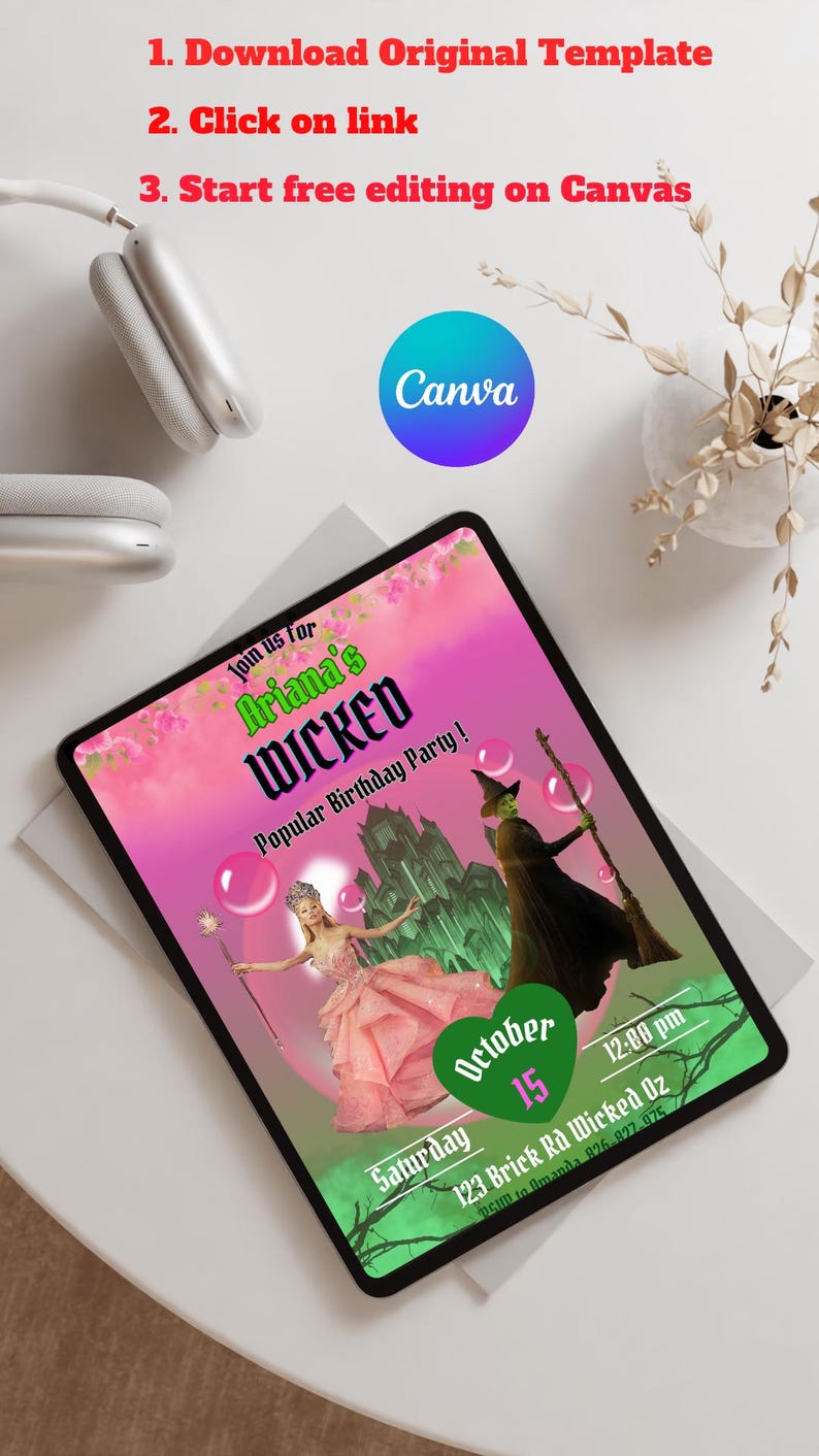 Editable Wicked Invitation Kids Theme Party Instant Download Wicked ...