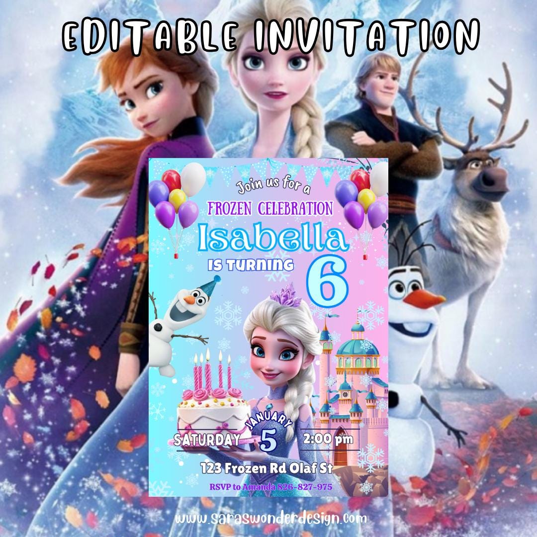 Editable Snow Queen Birthday Invitation ,winter Princess Printable ...