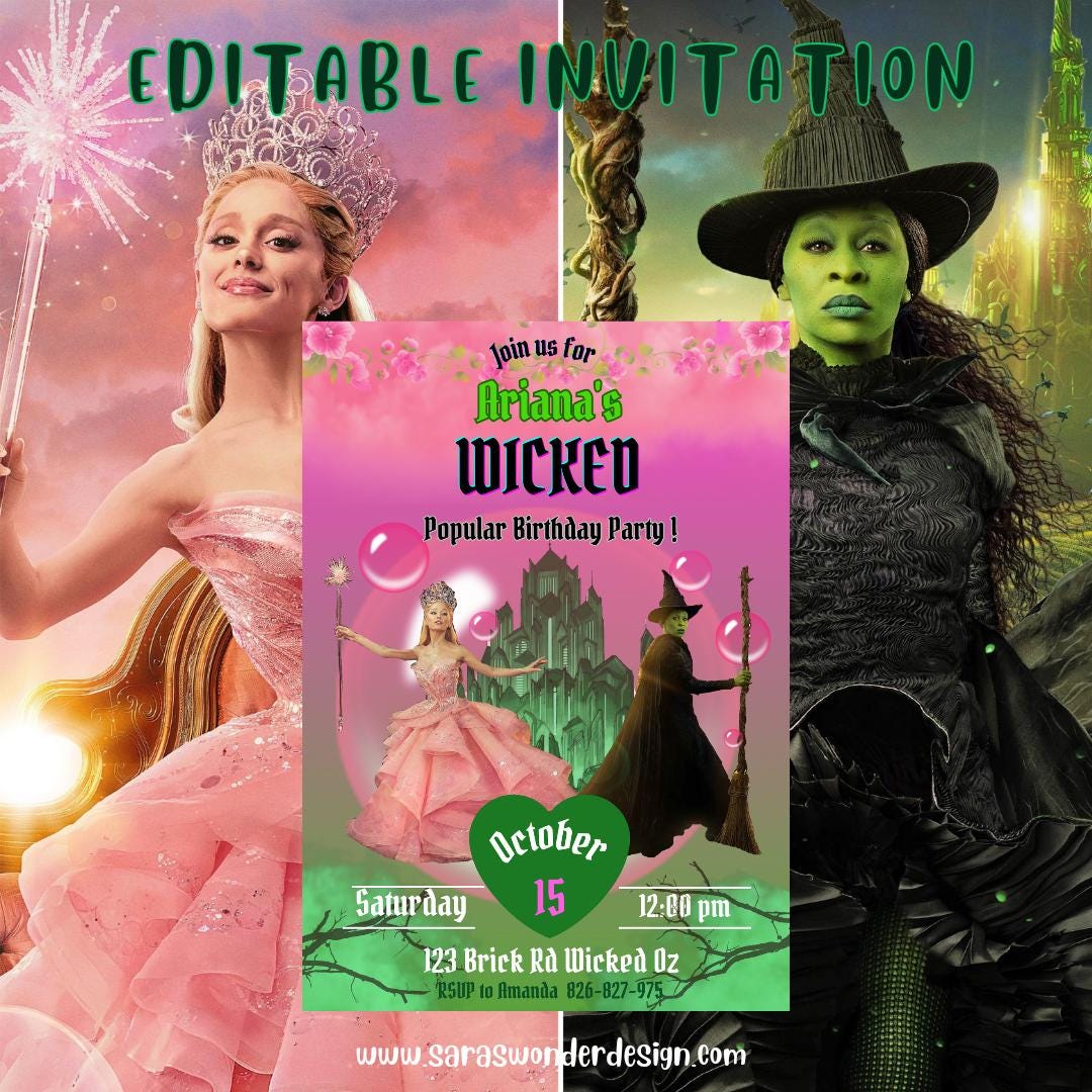 Editable Wicked Invitation Kids Theme Party Instant Download Wicked ...