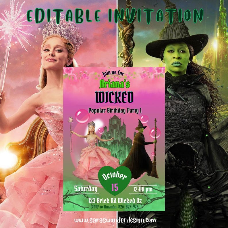Editable Wicked Invitation Kids Theme Party Instant Download Wicked ...