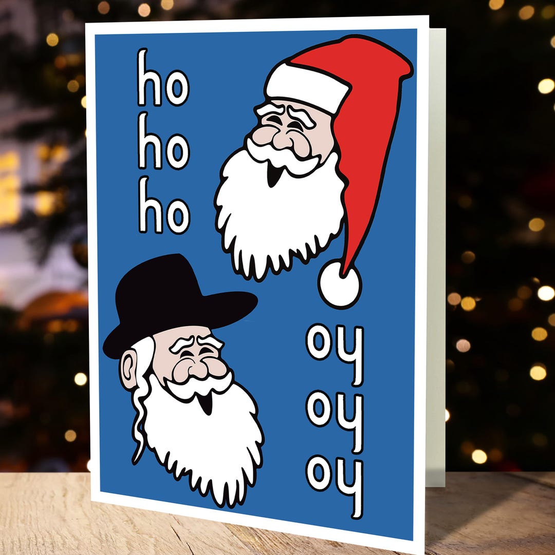 Funny Christmas Card, Chrismukkah Card, Rabbi and Santa, Hanukkah Card ...