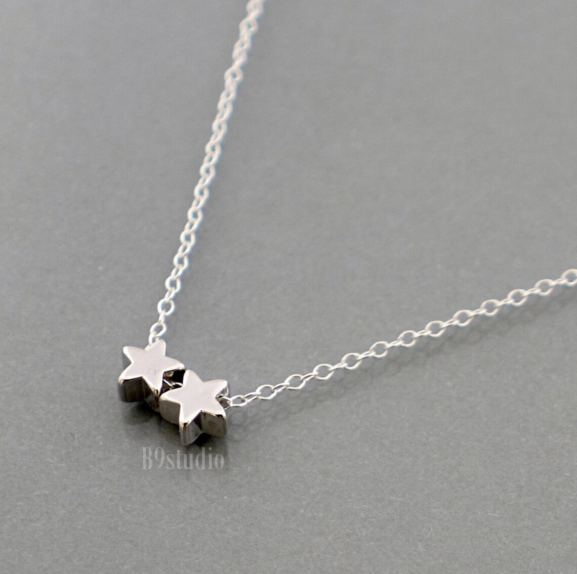 Two Stars Necklace, Tiny Silver Star Charm Necklace, Best Friend Gift ...
