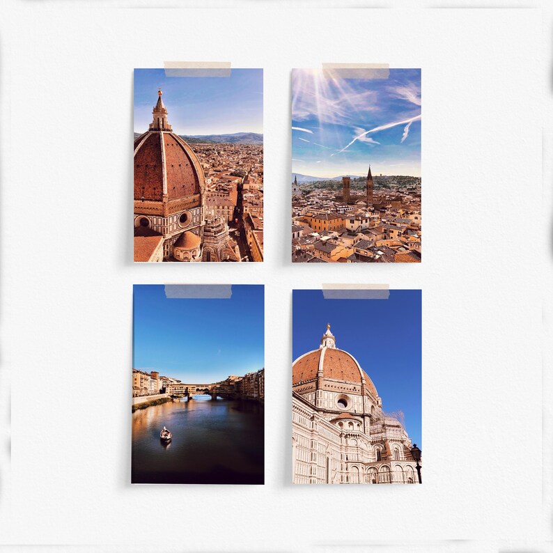 4 Vintage Florence Postcard Set – Duomo & Ponte Vecchio Photos | 4x6 ...