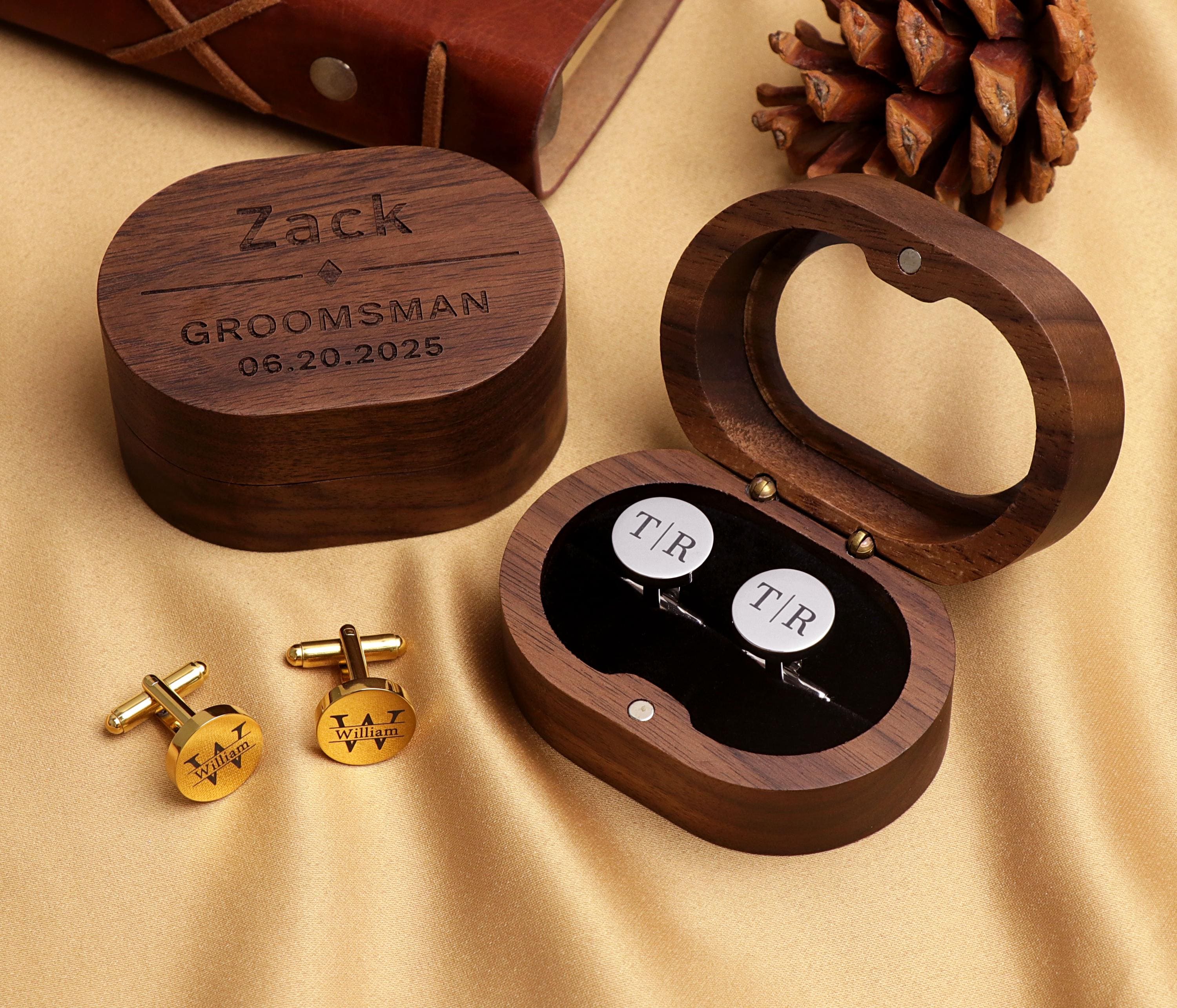 Custom Cufflinks for Groomsmen, Wedding Cufflinks Set, Engraved ...