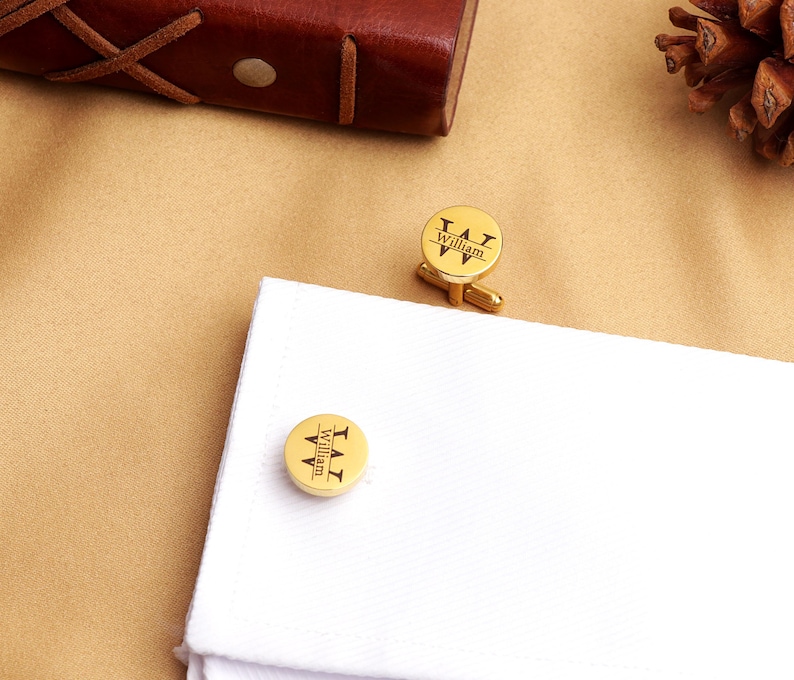 Personalized Cufflinks for Groomsmen, Custom Initial Cufflinks, Round ...