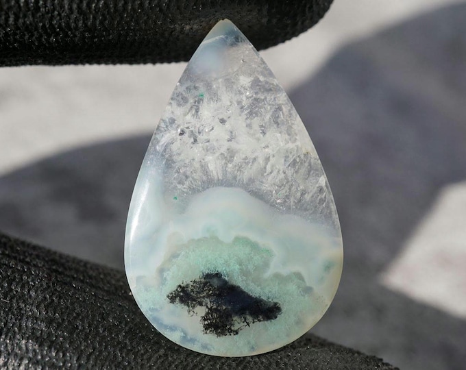 Crystal Quartz Ocean View Cabochon With Green and White Plume Combines ...