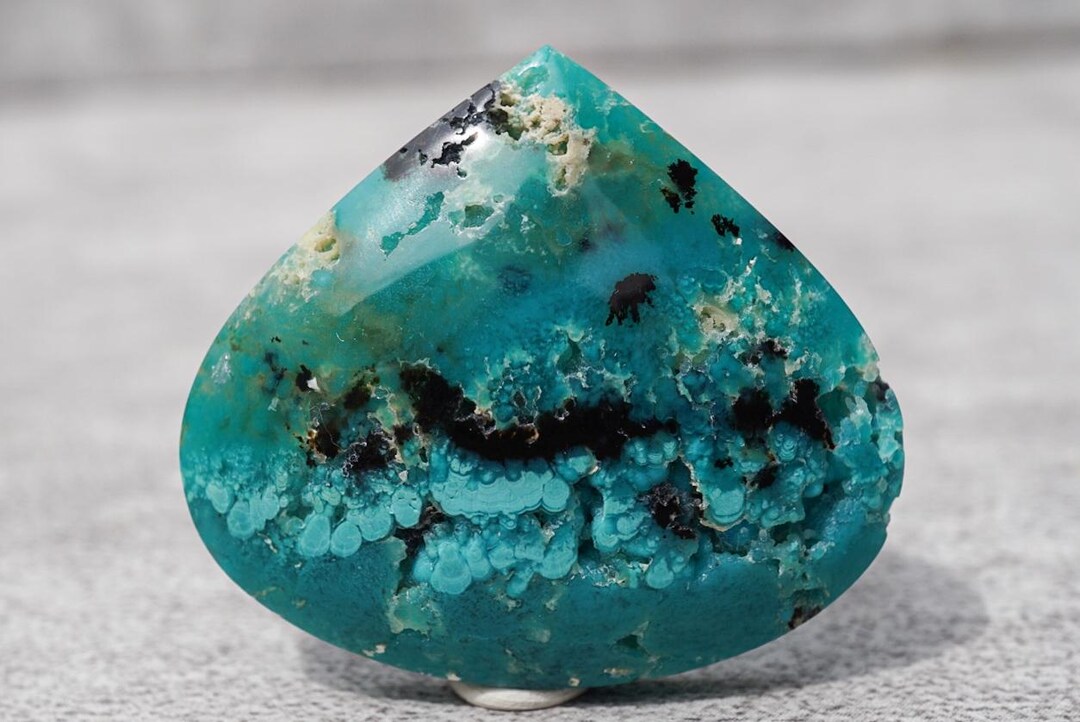 Rare Blue Chrysocolla Cabochon Featuring Stunning Natural Botryoidal ...