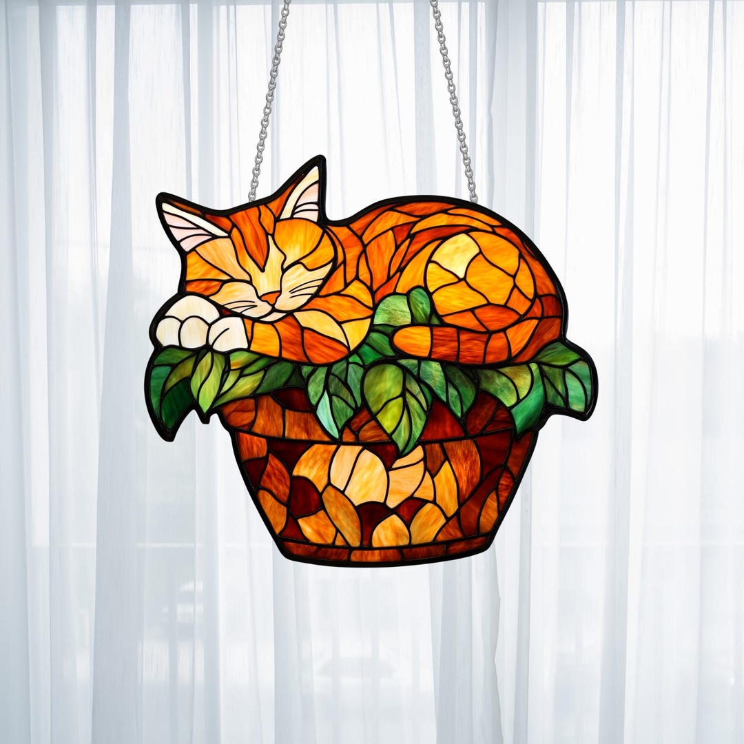 Orange Tabby Cat Suncatcher – Cute Window Hanging – Cat Lover Gift ...
