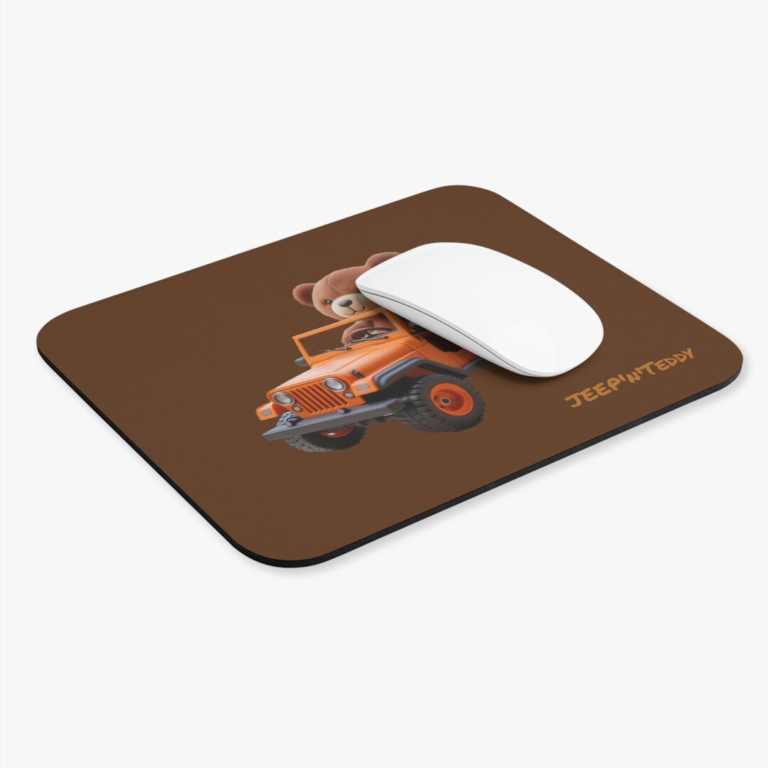Mouse Pad, Teddy Bear Driving Jeep Design, Rectangle Mousepad, Cute ...