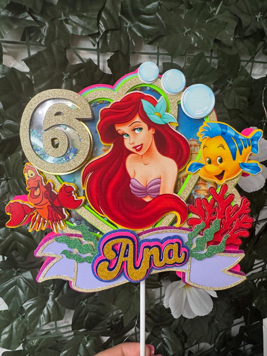 The Little Mermaid Cake Topper 3D, Personalized Cake Topper, Name and ...