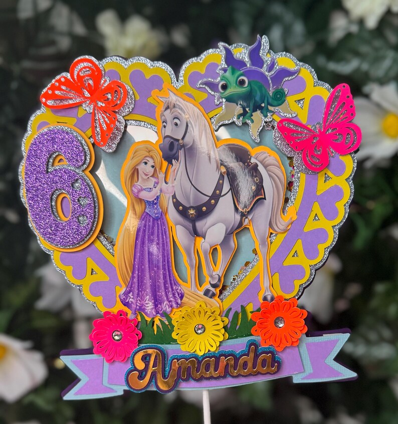 Rapunzel Cake Topper 3D, Personalized Cake Topper, Name and Age ...