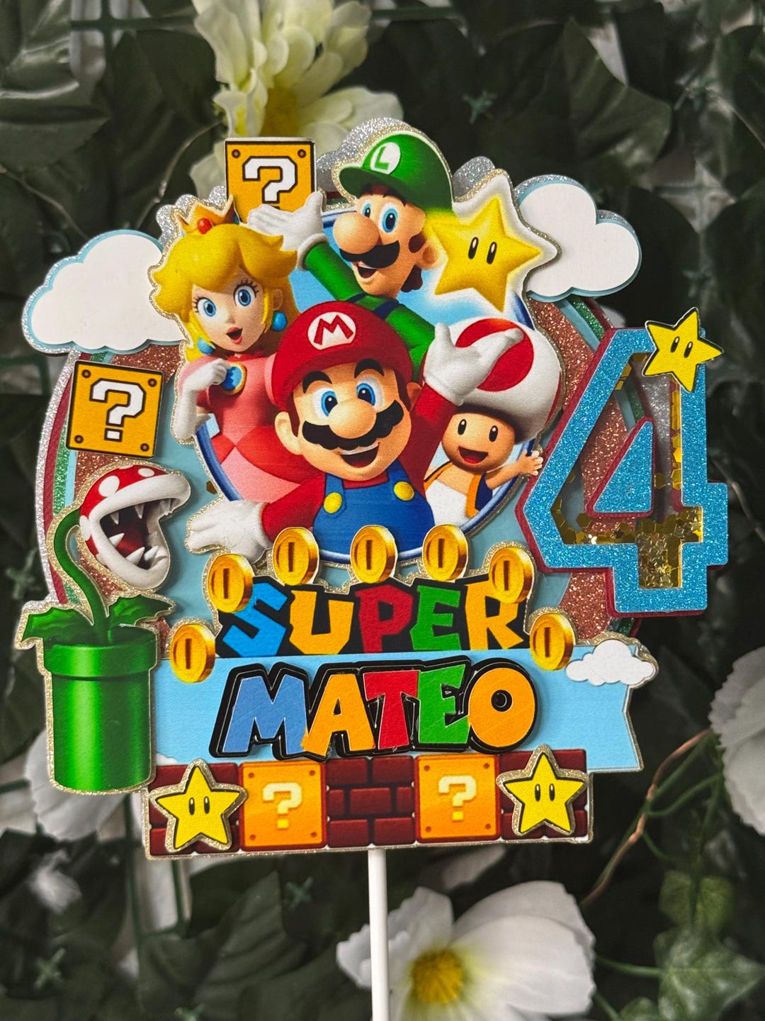 Super Mario Cake Topper 3D, Personalized Cake Topper, Name and Age ...