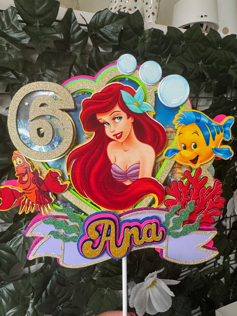 The Little Mermaid Cake Topper 3D, Personalized Cake Topper, Name and ...