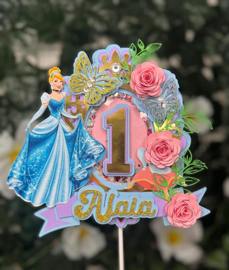 Cinderella Cake Topper 3D, Personalized Cake Topper, Name and Age ...