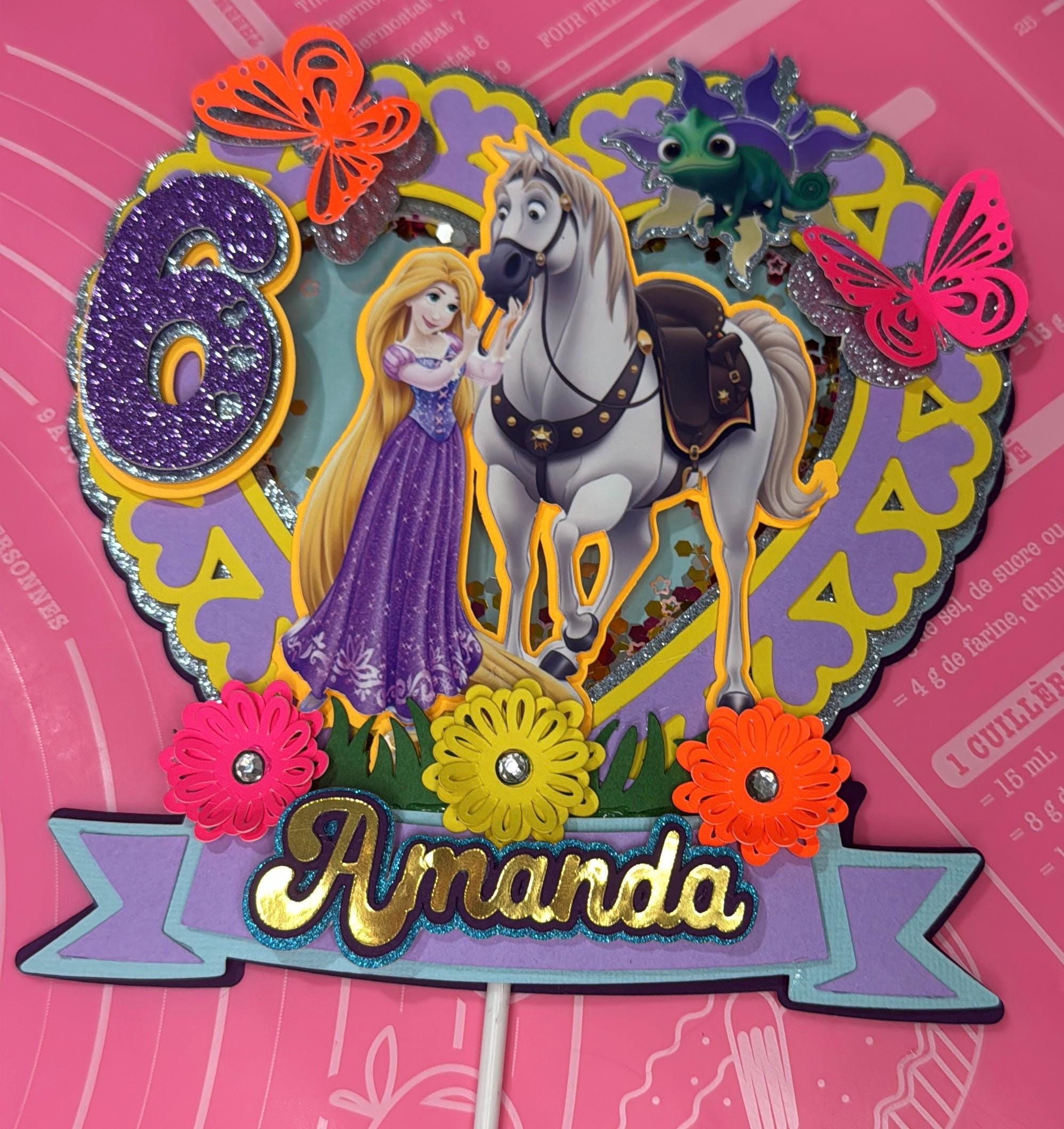 Rapunzel Cake Topper 3D, Personalized Cake Topper, Name and Age ...