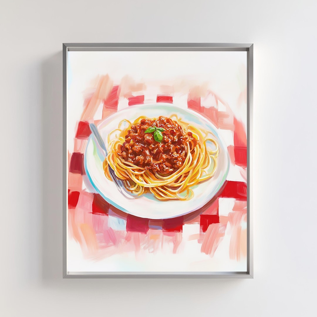 Spaghetti Art Print | Italian Food Kitchen Decor | Cozy Pasta Wall Art ...