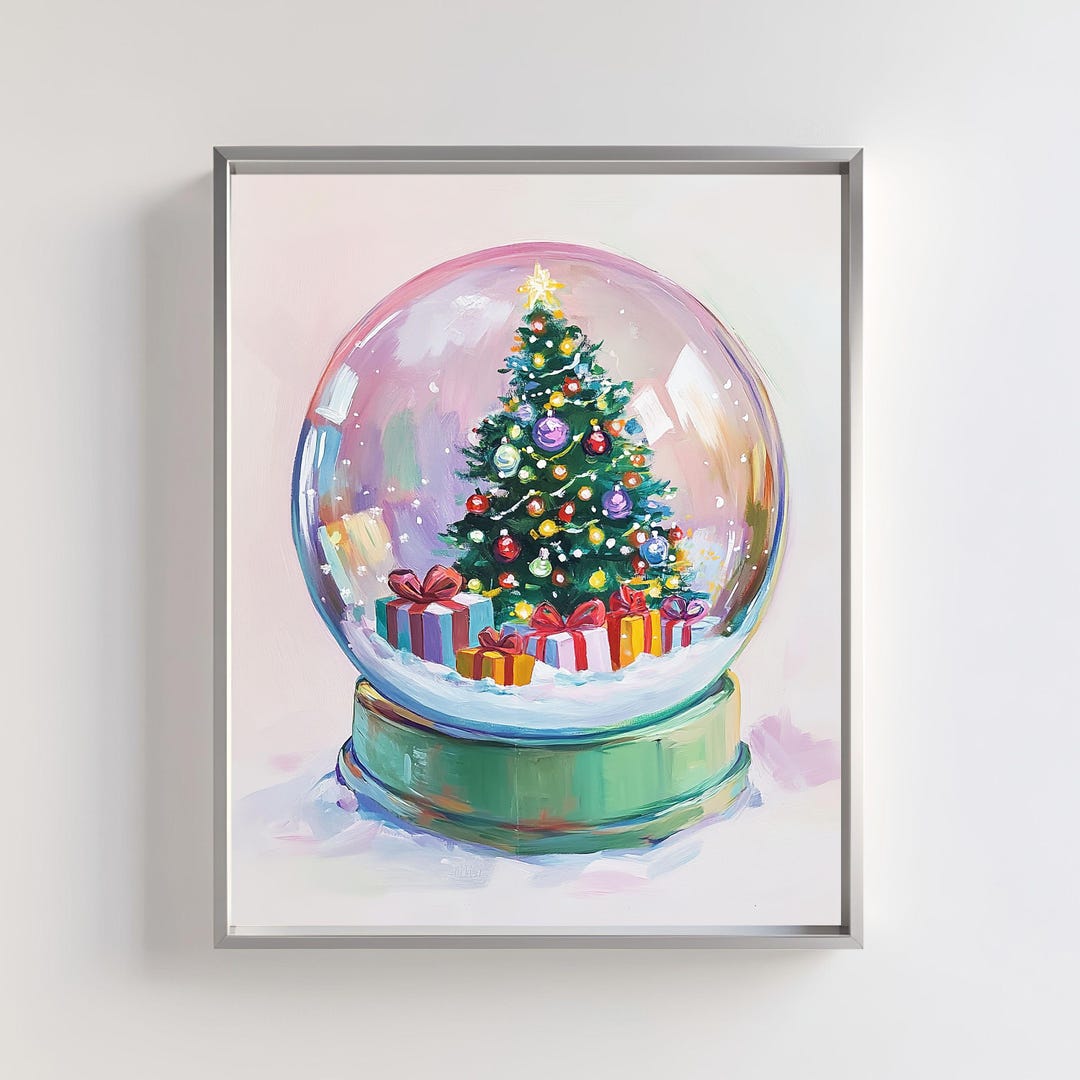 Christmas Snow Globe Art Print: Festive Holiday Decor (digital Download ...