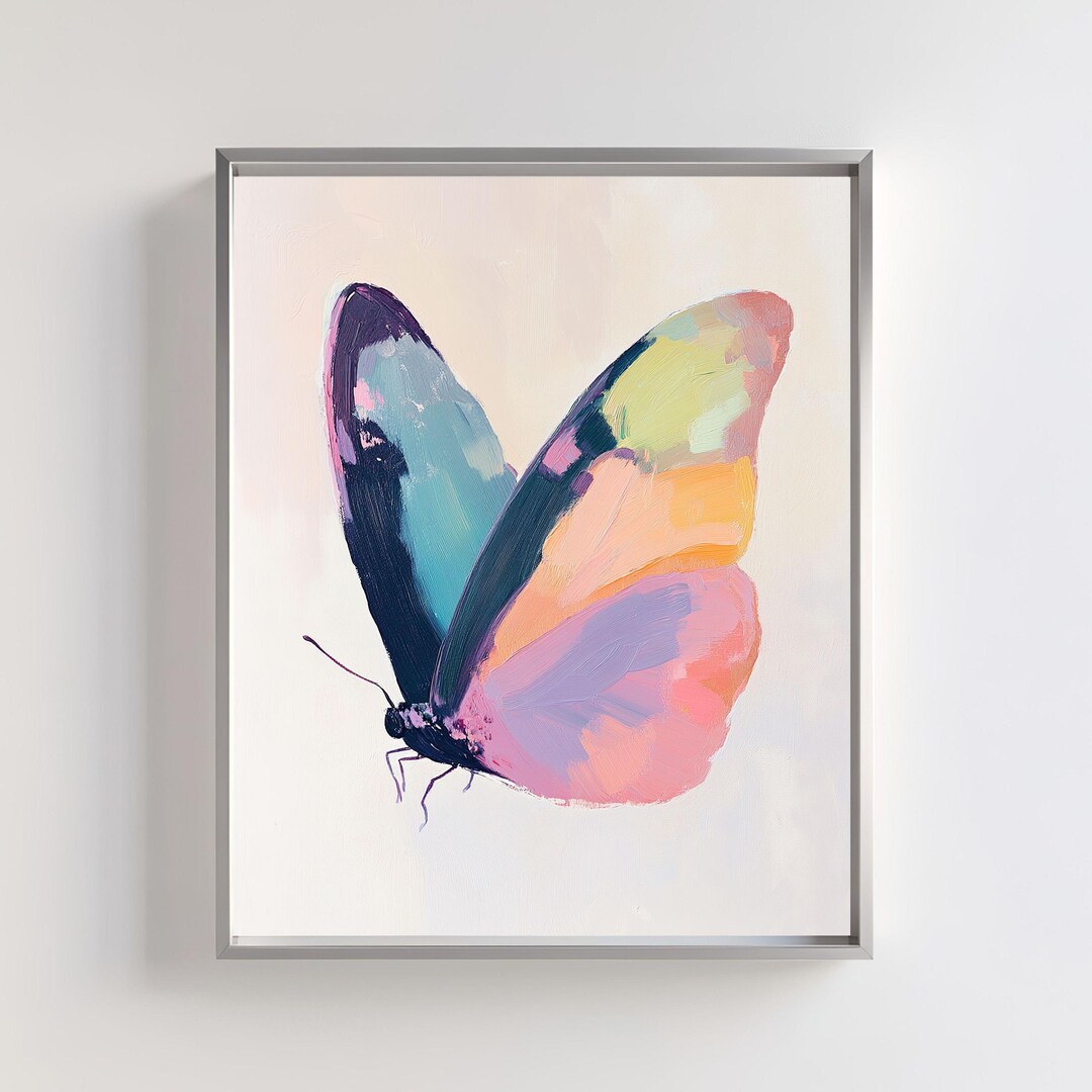 Pastel Butterfly Digital Art Print | Colorful Abstract Butterfly Wall ...