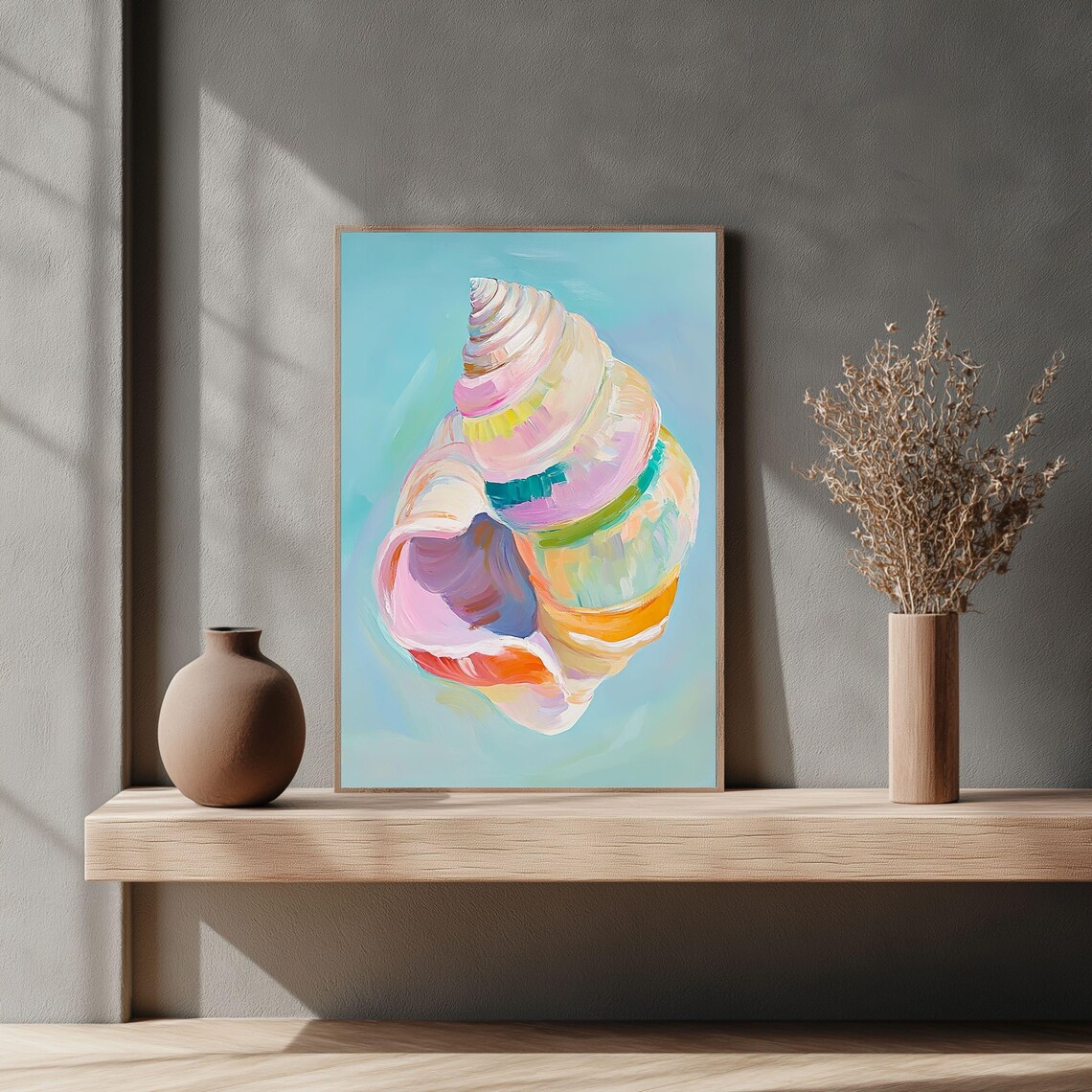 Seashell Art Print: Pastel Coastal Painting (digital Download) - Etsy