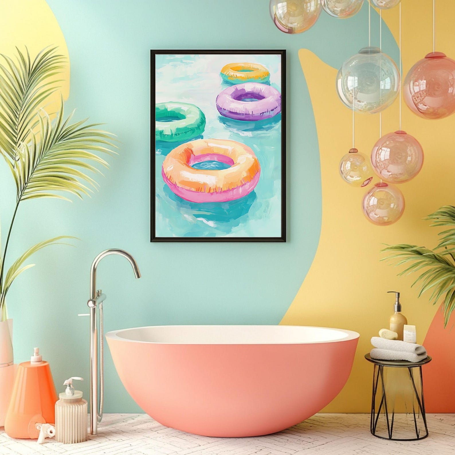 Pastel Pool Float Print: Summer Coastal Wall Art (digital Download) - Etsy