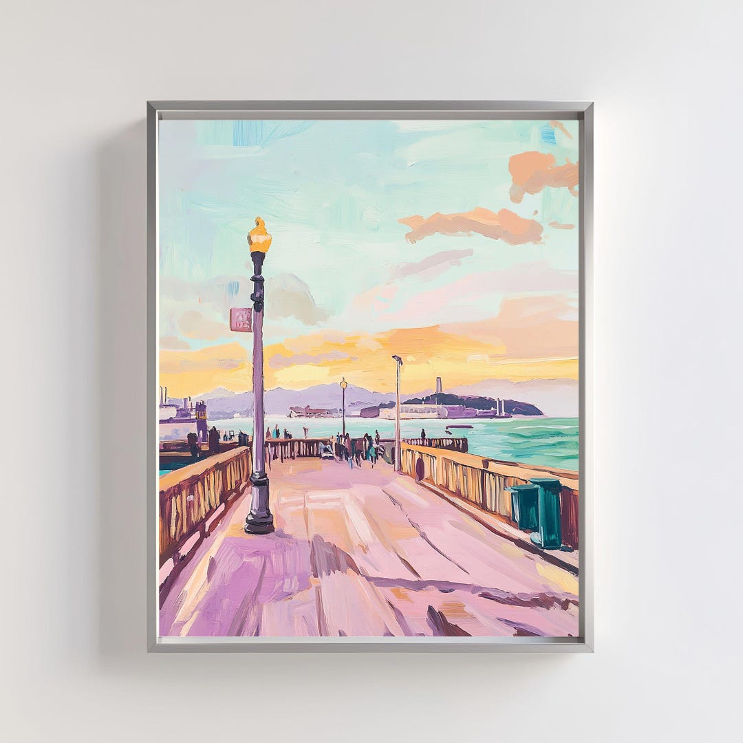 San Francisco Pier Artful Art Print | Sunset Bay View | Alcatraz Island ...