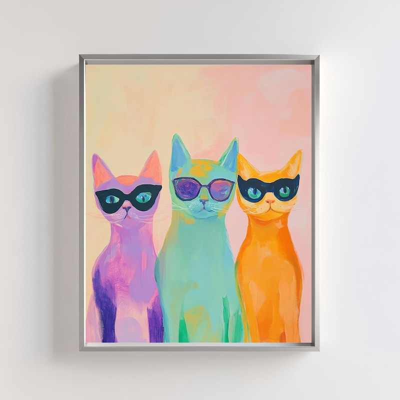 Funky Cat Art - Etsy
