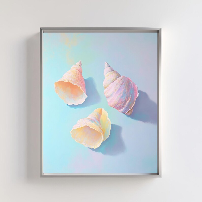 Pastel Seashell Wall Art: Coastal Beach House Decor (digital Download ...