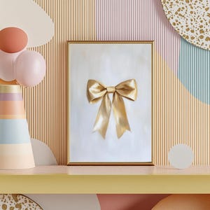 Gold Ribbon Bow Wall Art Printable | Elegant Neutral Bow Digital ...