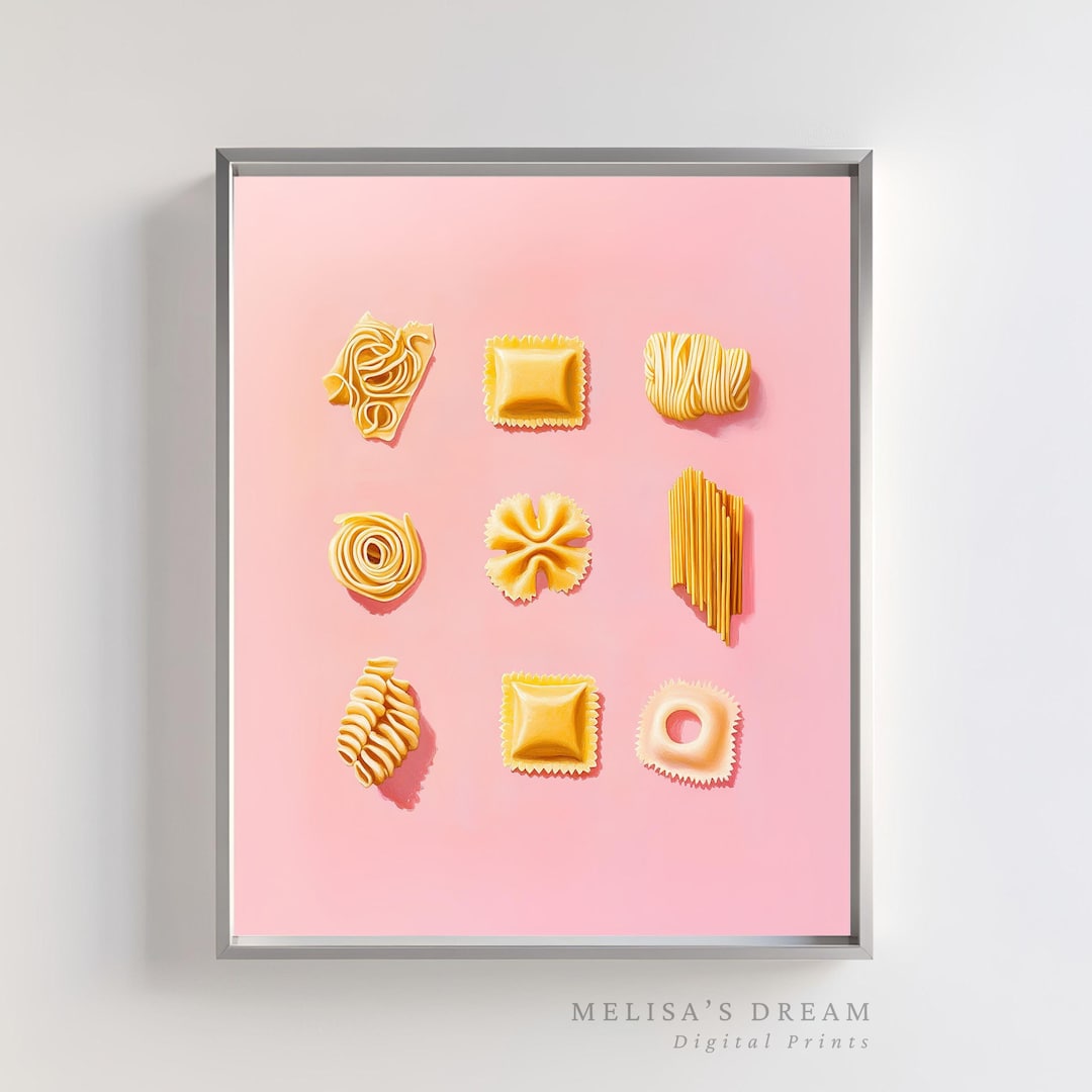 Pasta Shape Print | Pasta Guide | Drawn Pasta Print | Pasta Lovers Art ...