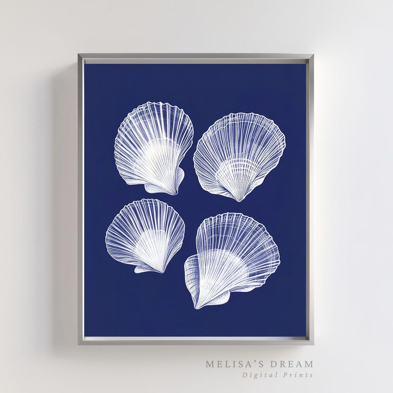 Navy Seashell Art - Etsy