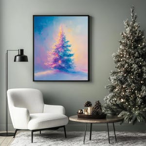 Pastel Christmas Tree Digital Art Print | Festive Holiday Wall Decor ...