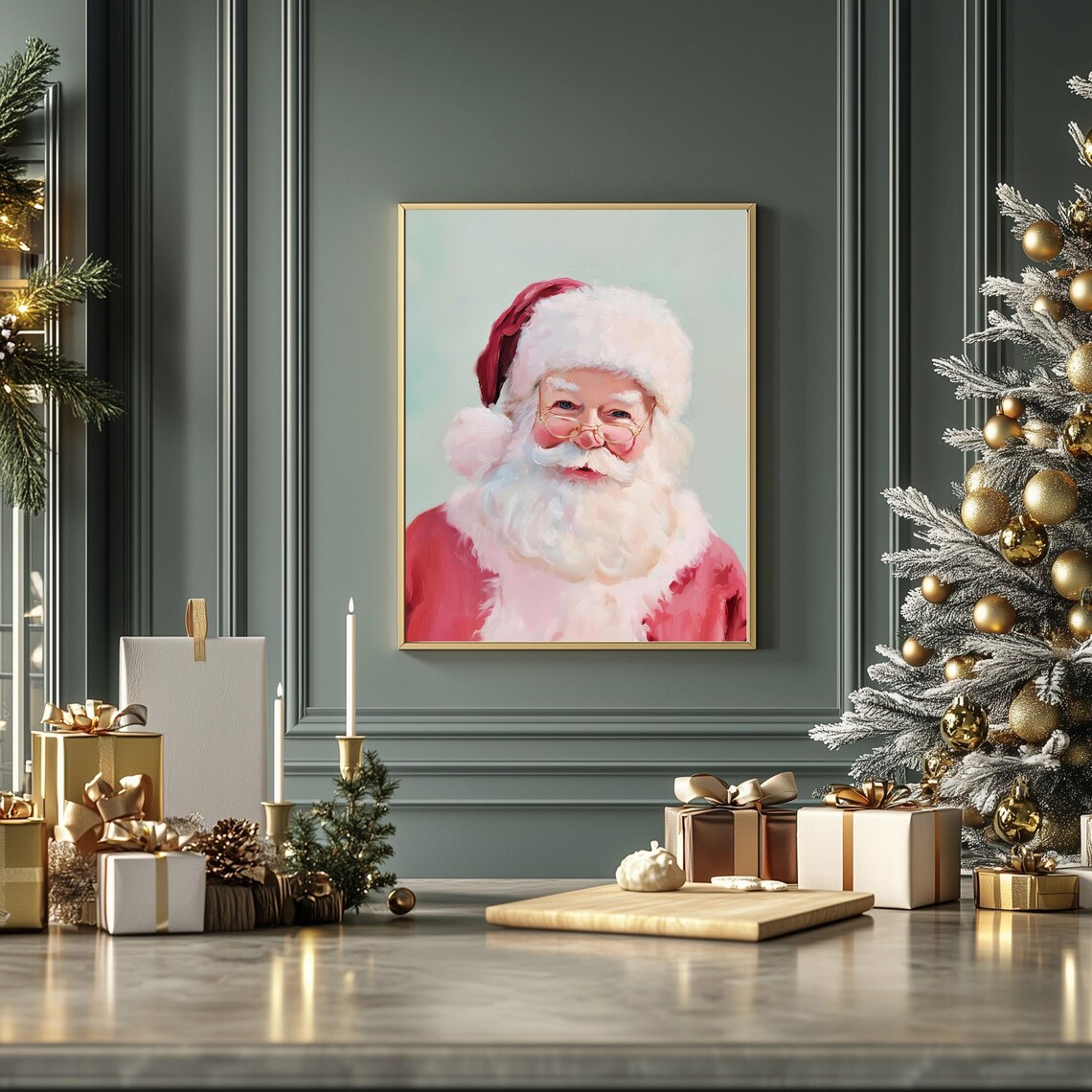 Vintage Santa Claus Portrait | Christmas Wall Art (digital Download) - Etsy
