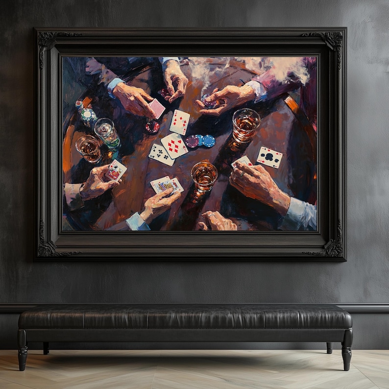 Casino Art Print | Poker Night Decor | Vintage Gambling Scene | Digital ...