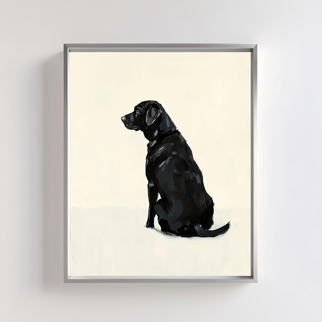 Black Labrador Dog Wall Art Print | Minimalist Dog Portrait | Modern ...