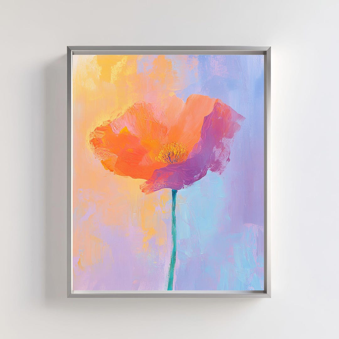 Pastel Poppy Print: Abstract Floral Wall Art (digital Download) - Etsy