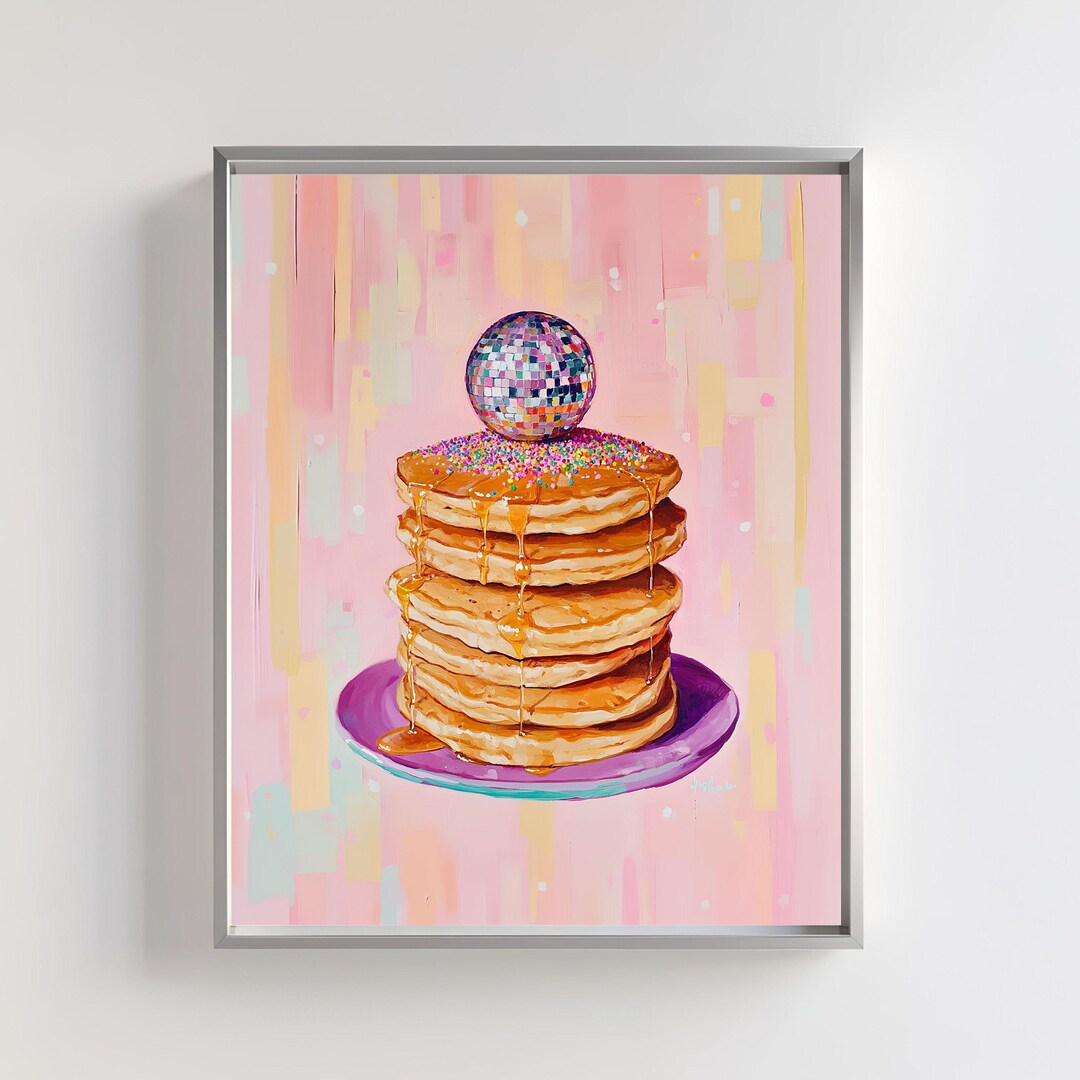 Disco Ball Pancake Print: Girly Pink Kitchen Art (digital Download) - Etsy