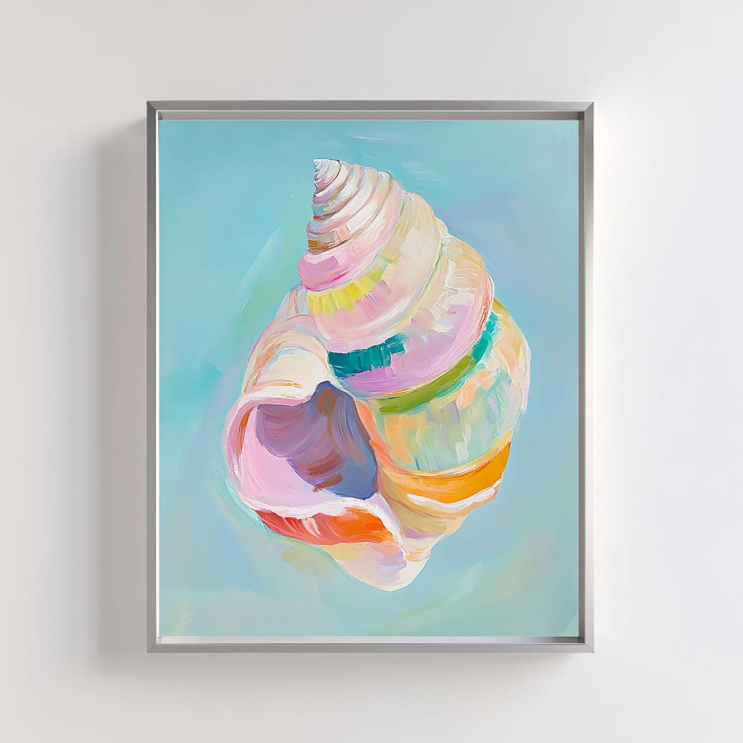 Seashell Art Print: Pastel Coastal Painting (digital Download) - Etsy