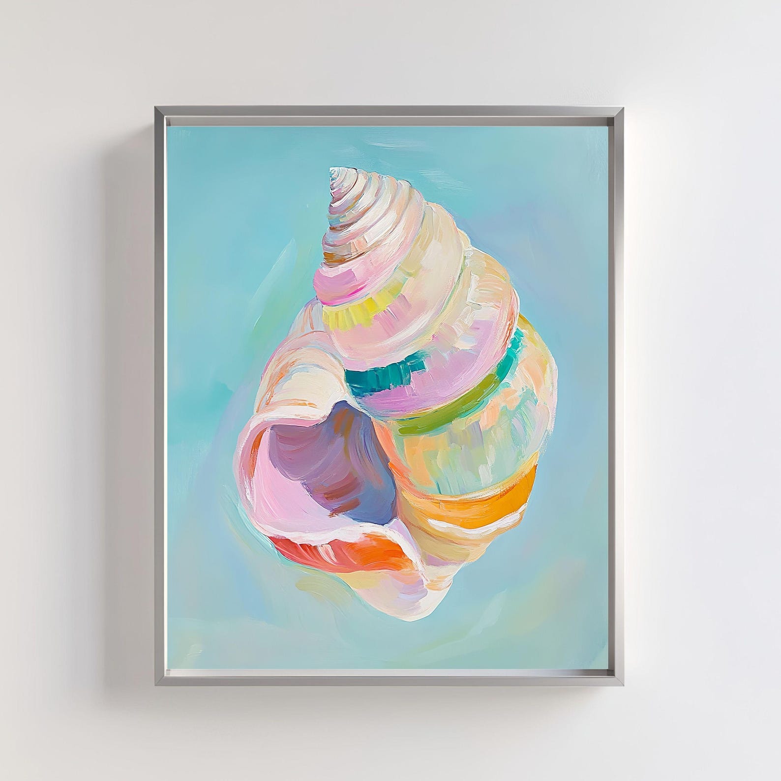 Seashell Art Print: Pastel Coastal Painting (digital Download) - Etsy