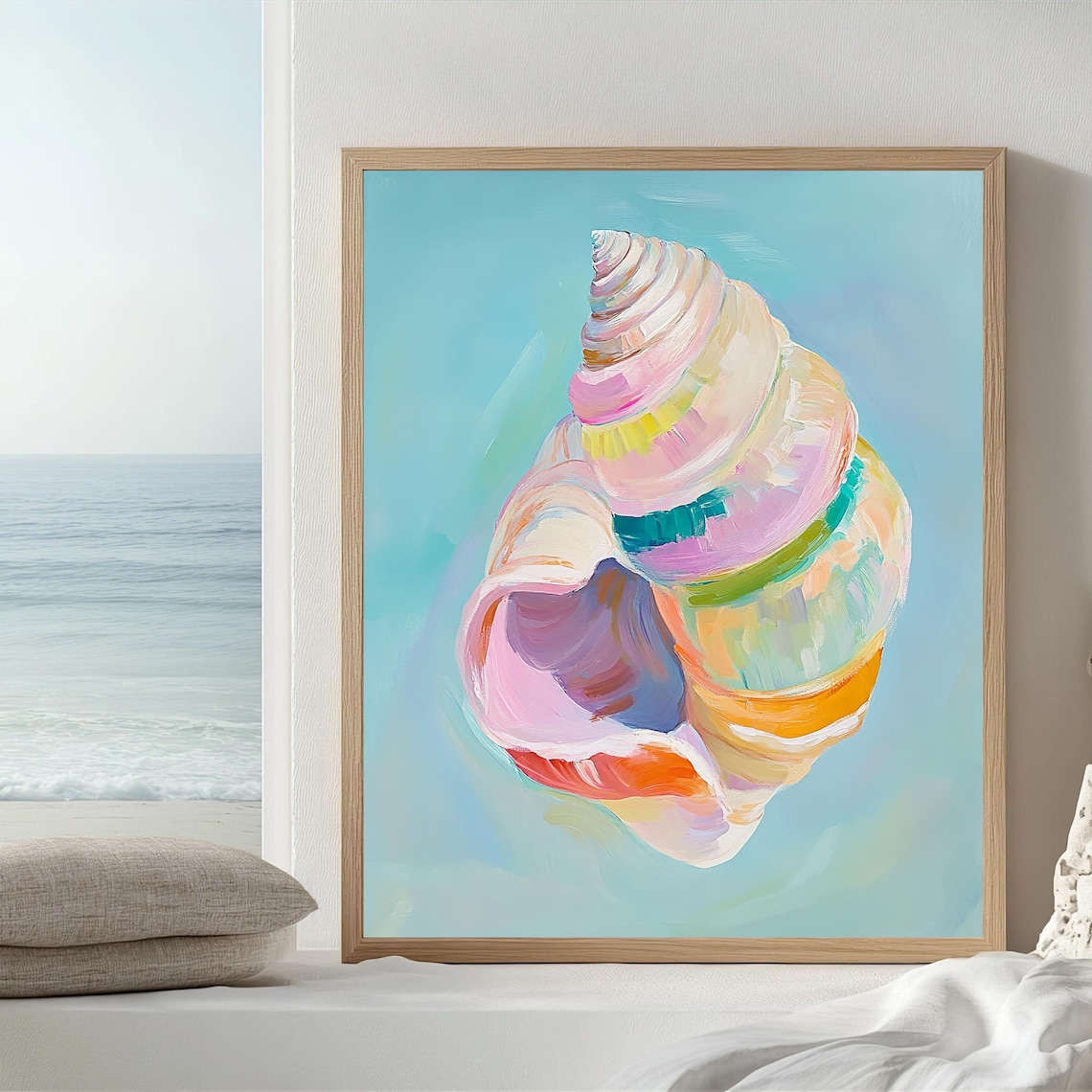 Seashell Art Print: Pastel Coastal Painting (digital Download) - Etsy