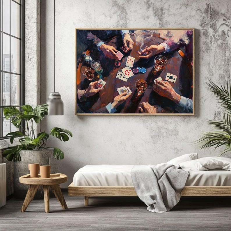 Casino Art Print | Poker Night Decor | Vintage Gambling Scene | Digital ...
